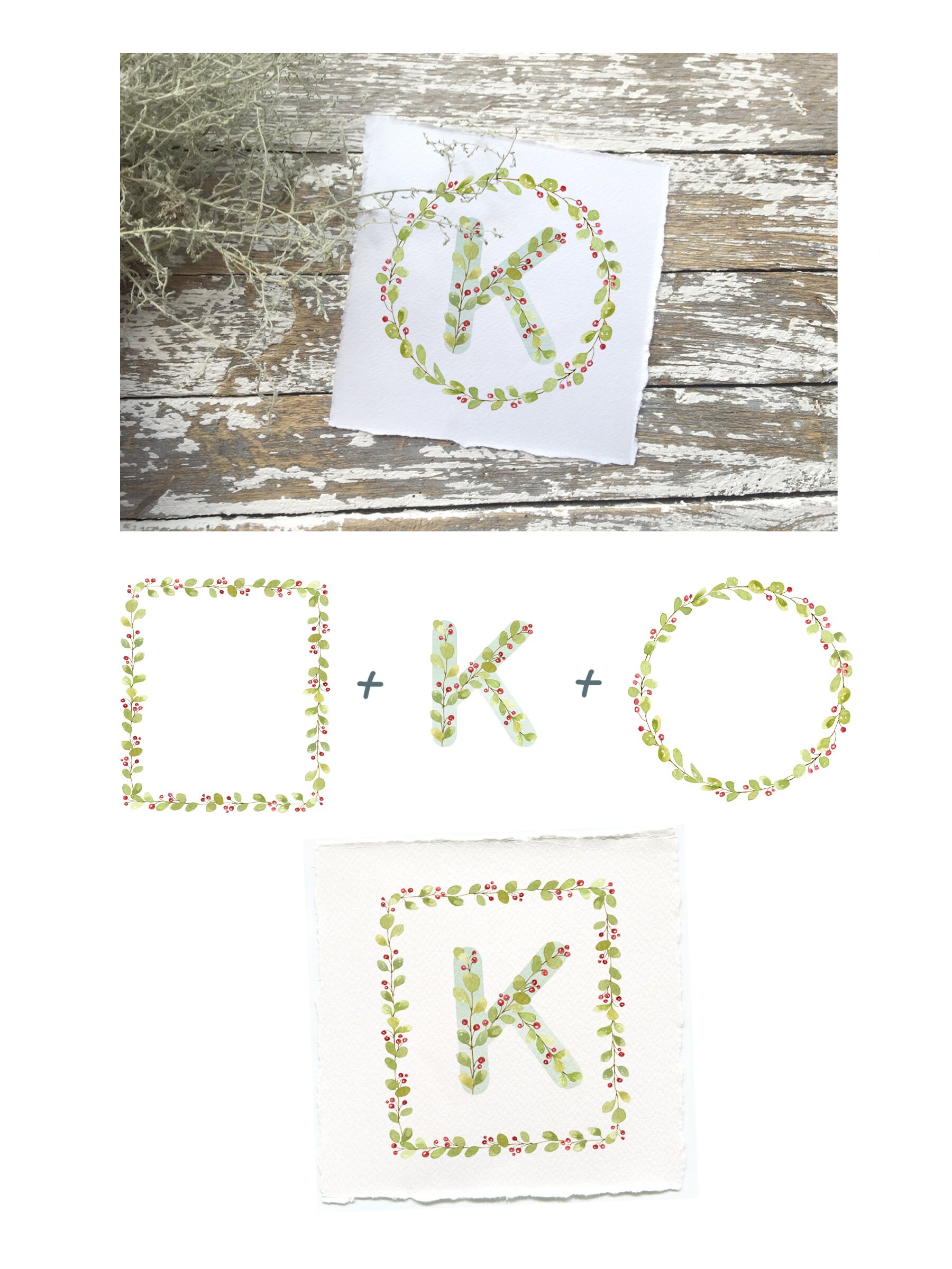 Watercolor Floral Alphabet Clipart Rustic Floral Letters - Etsy