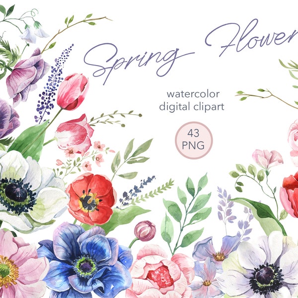 Anemone Clipart - Etsy