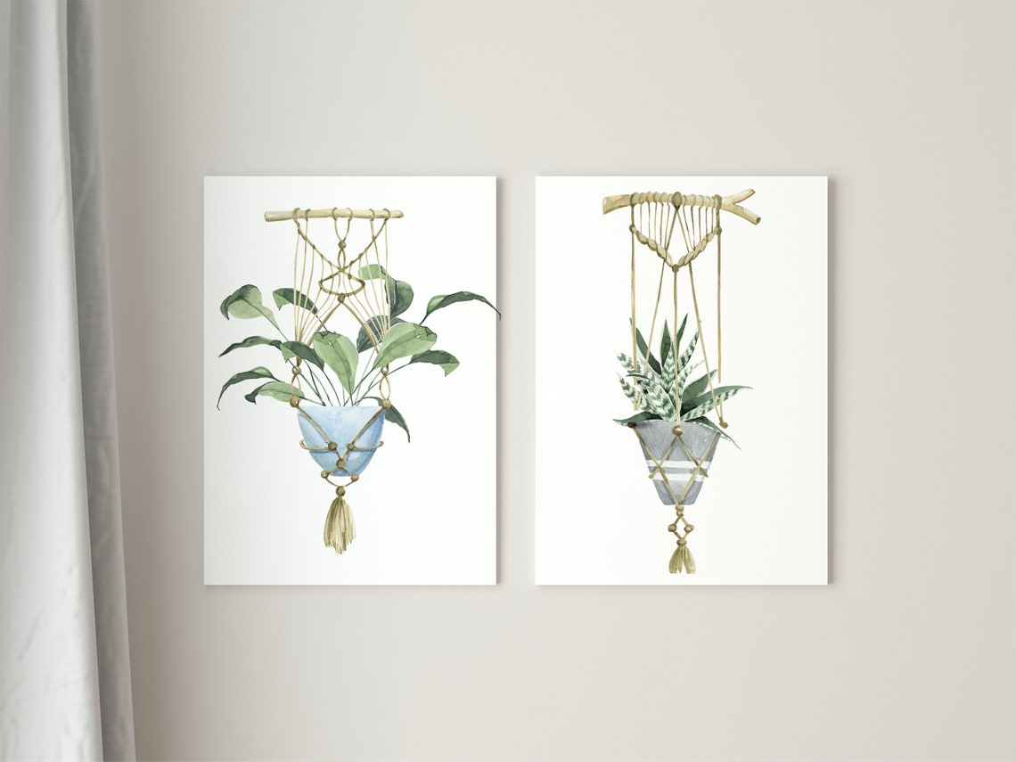 Watercolor Hanging Plant Clipart. Green Indoor House Plant | Etsy