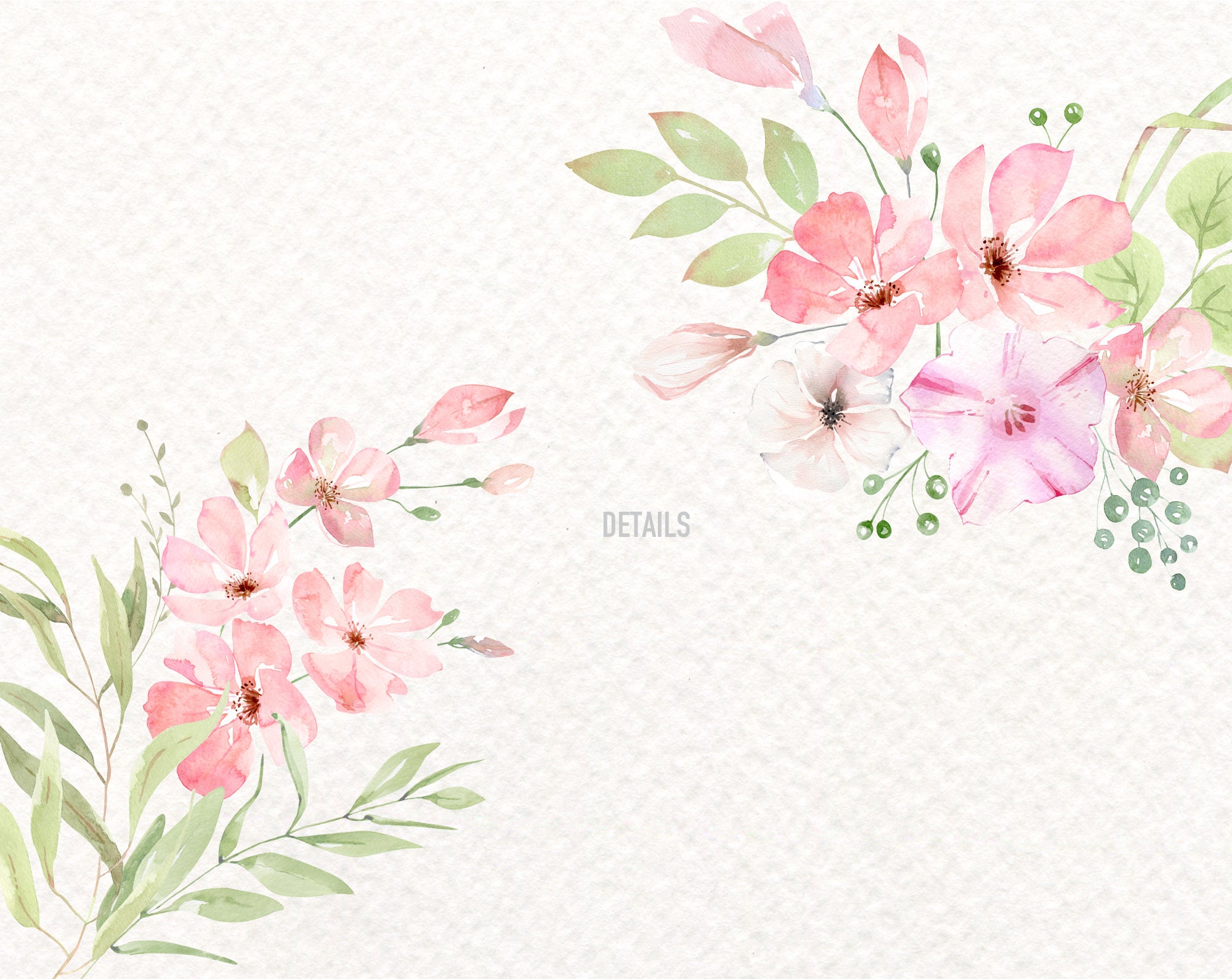 Watercolor Pink Floral Bouquets Clipart Watercolor Spring - Etsy