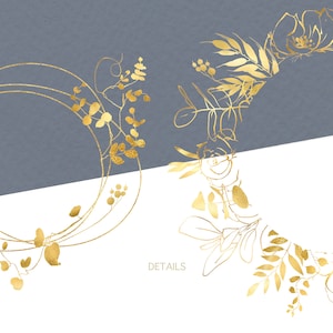 Gold Foil Floral Frames Clipart, Gold Botanical Clipart PNG, Botanical ...