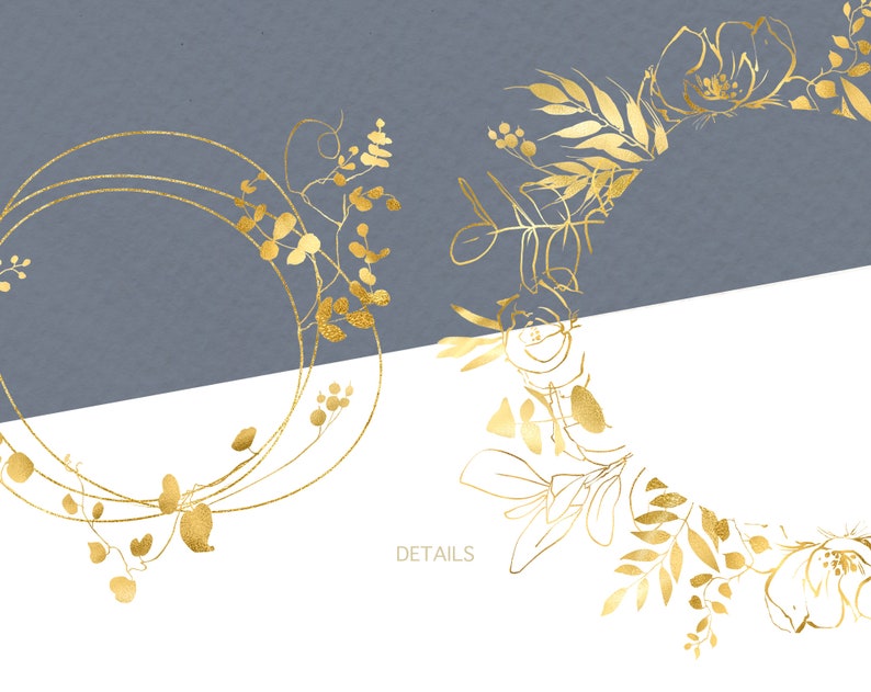 Gold Foil Floral Frames Clipart, Gold Botanical Clipart PNG, Botanical ...