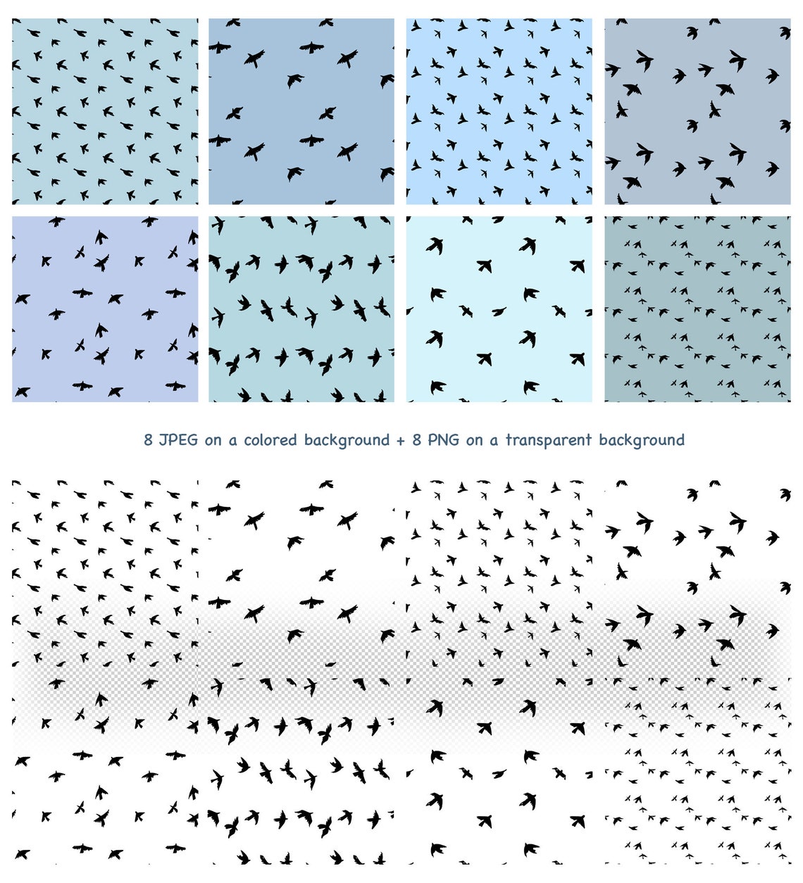 Abstract Flying Birds Paper. Seamless Pattern. Abstract Bird - Etsy