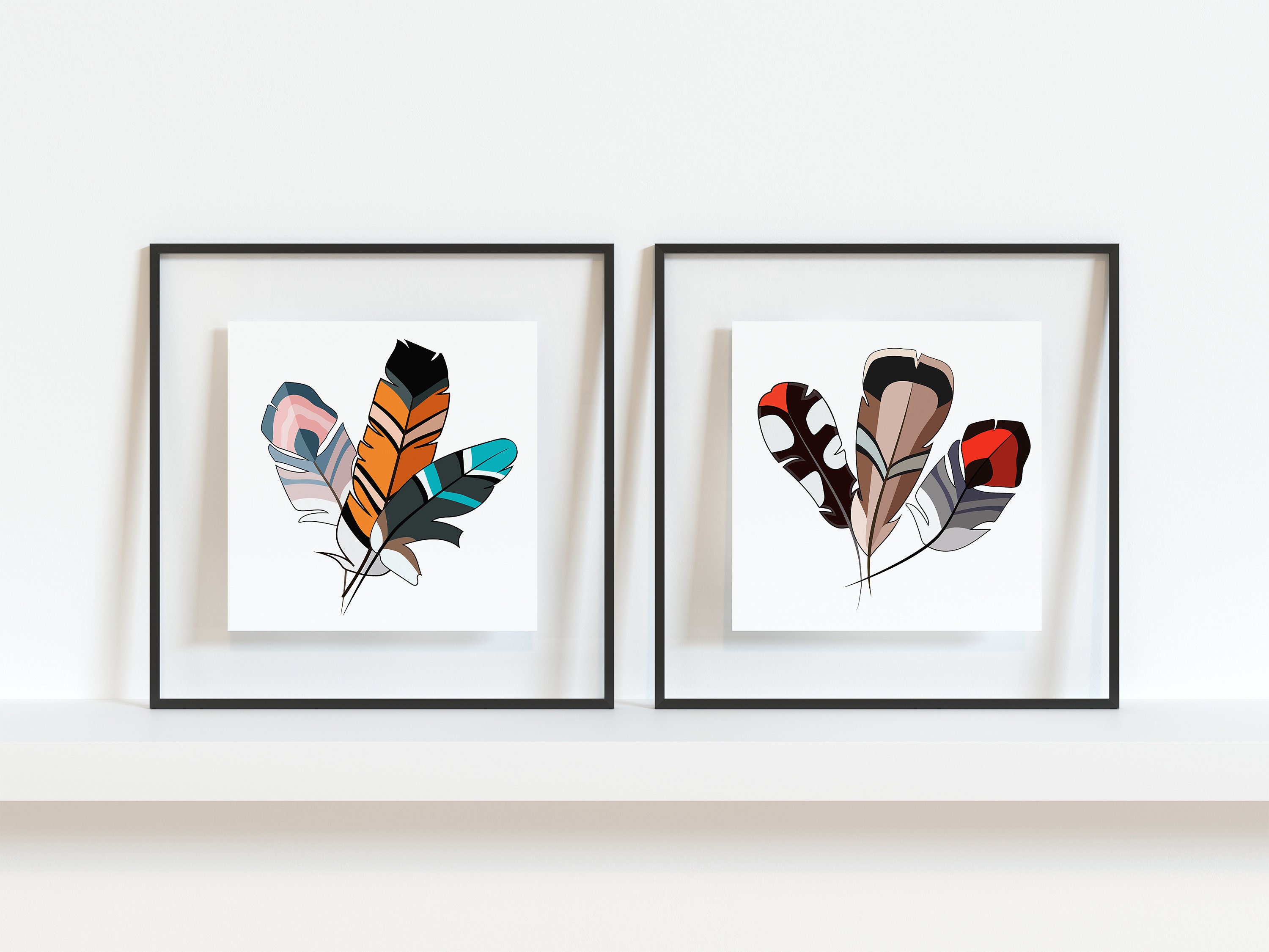 Digital Feather Clipart. Hand Painted Boho Feathers. Digital - Etsy