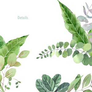 Watercolor Greenery Clipart, Floral Clipart, Botanical Clipart, Leaves ...