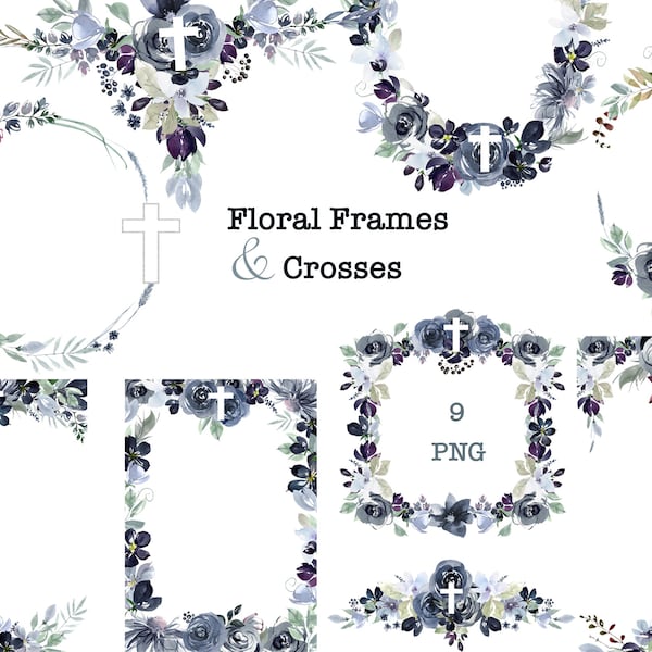 Floral Cross Clip Art - Etsy