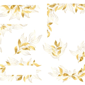 Gold Glitter Flowers Clipart, Golden Floral Bouquets, Borders, Golden ...