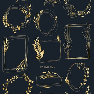 Gold Foil Floral Frames Clipart, Gold Botanical Clipart PNG, Botanical ...