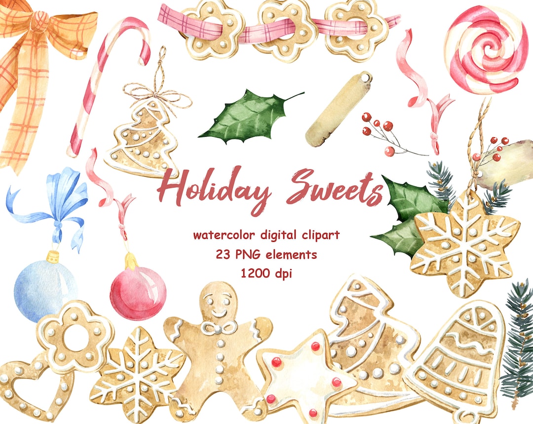 Winter Baking Clipart. Watercolor Christmas Sweets. Watercolor Digital ...