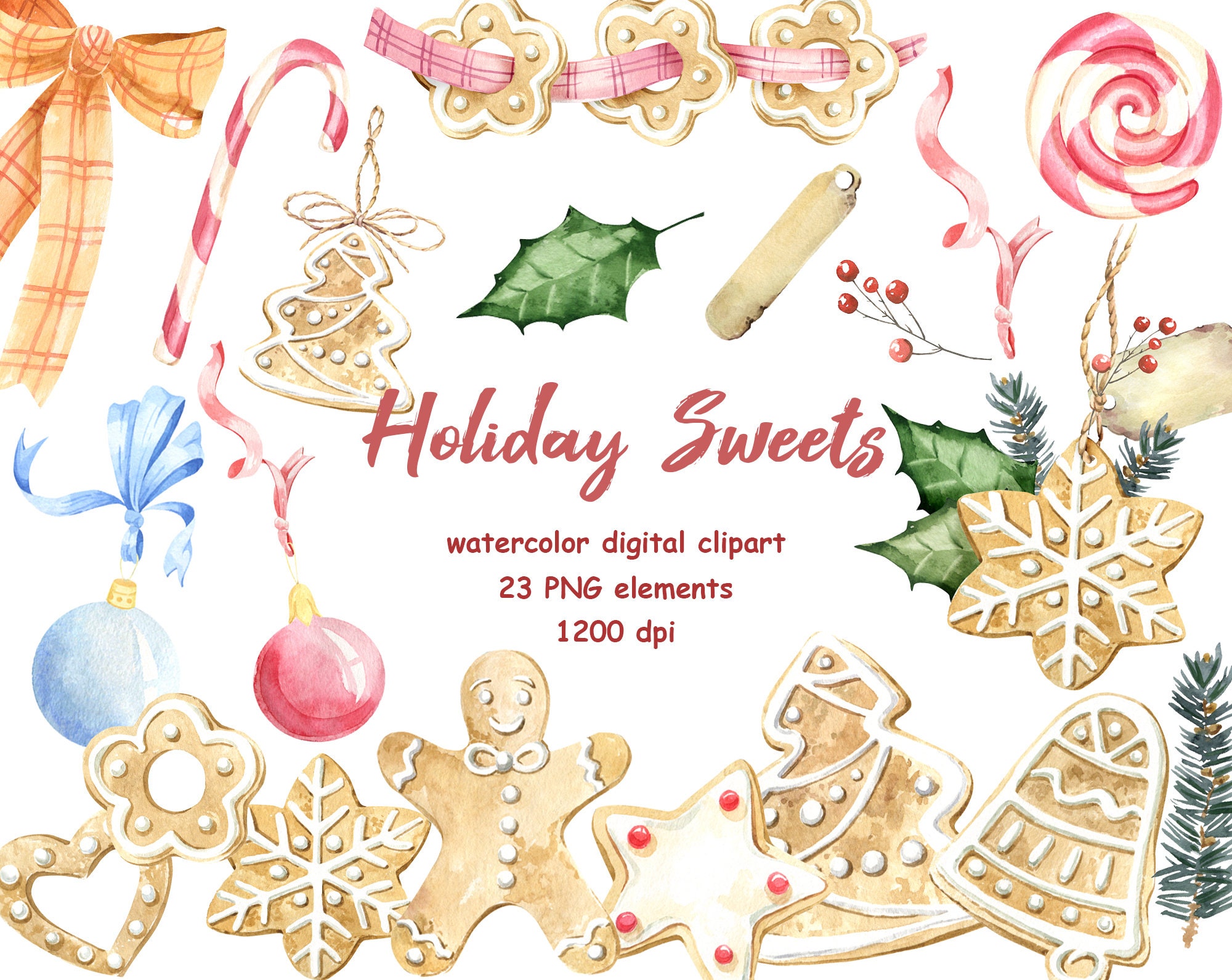 Winter Baking Clipart. Watercolor Christmas Sweets. Watercolor - Etsy