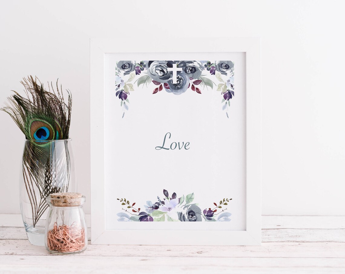 Watercolor Floral Frames With Cross. Floral Religious Cross - Etsy