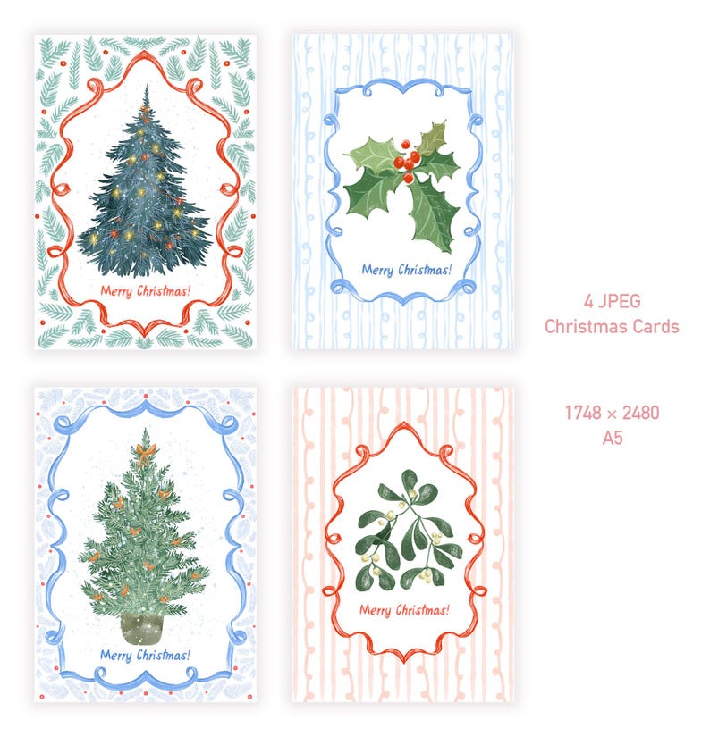 Cute Christmas Digital Clipart, Christmas Tree PNG, Festive Holiday ...