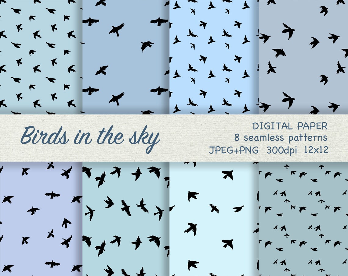 Abstract Flying Birds Paper. Seamless Pattern. Abstract Bird - Etsy