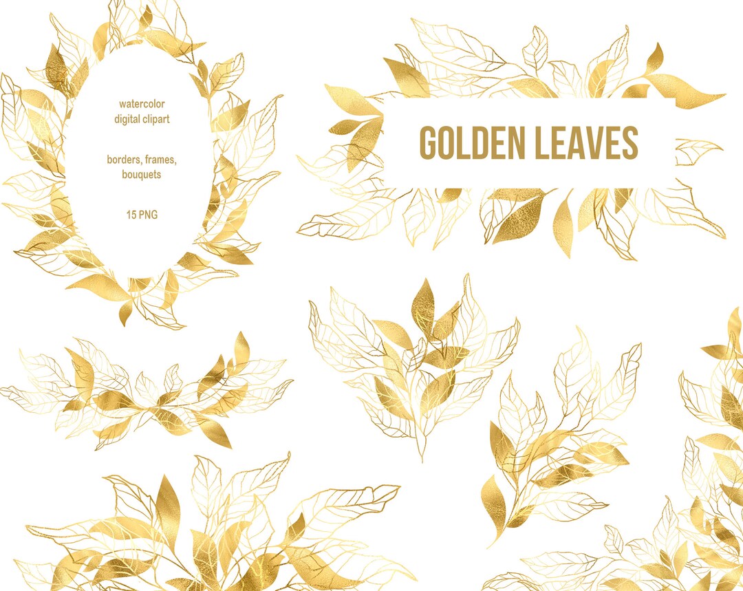 Gold Glitter Flowers Clipart, Golden Floral Bouquets, Borders, Golden ...