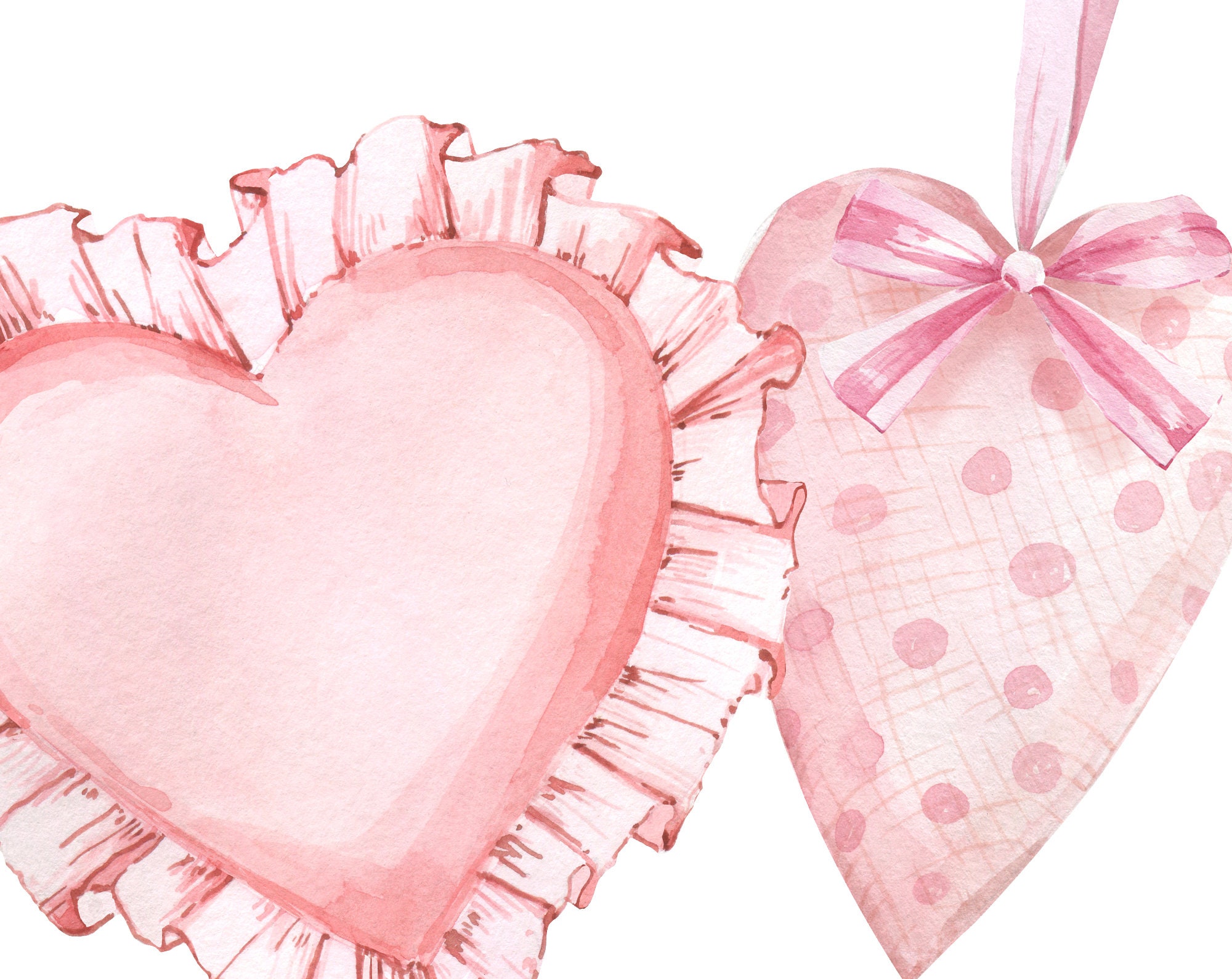 Watercolor Valentine's Day Clipart Red Heart Garland - Etsy