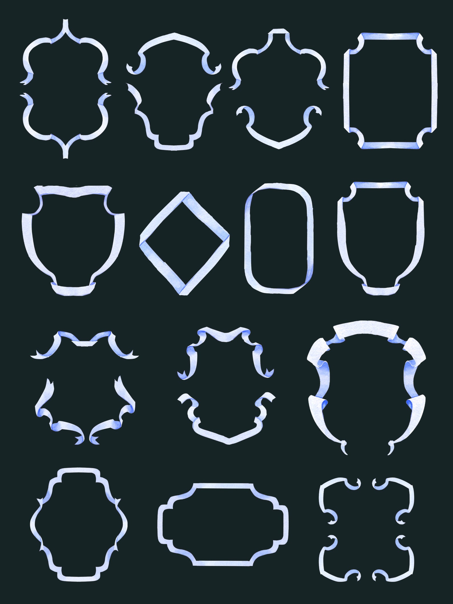 Watercolor Blue Crest Frames and Ribbons Baby Boy Shower - Etsy