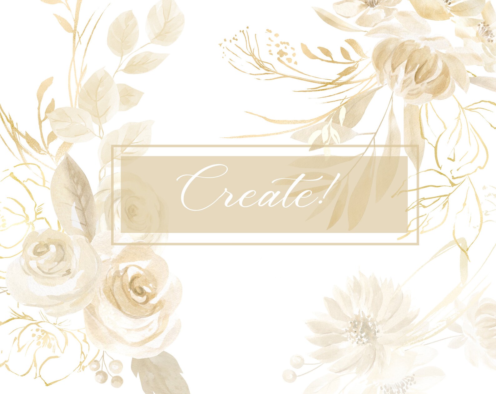 Watercolor Beige Floral Clipart. Neutral Flowers and Leaves PNG ...