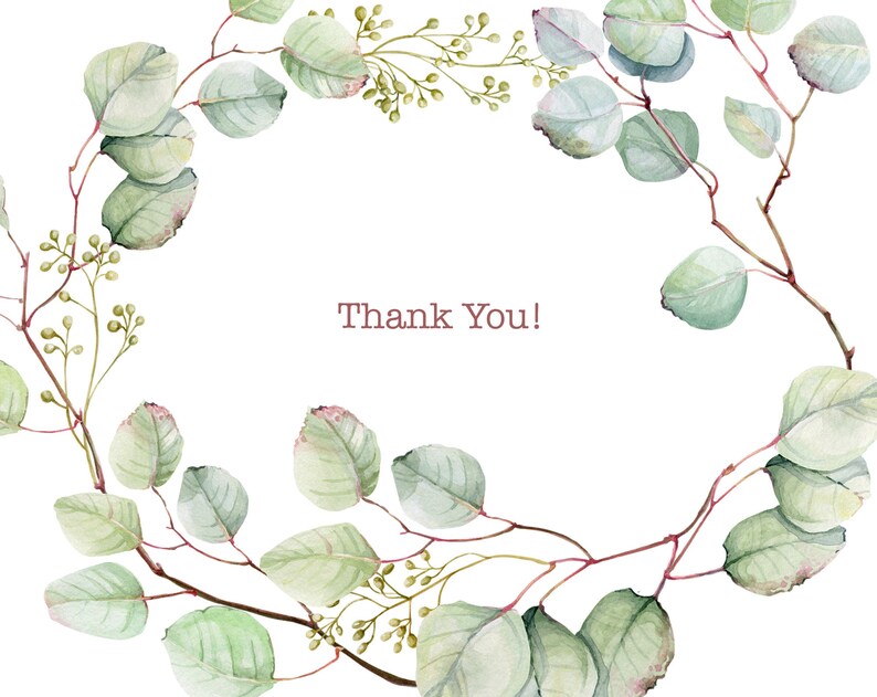 Watercolor Eucalyptus Clipart Greenery Clipart Foliage - Etsy