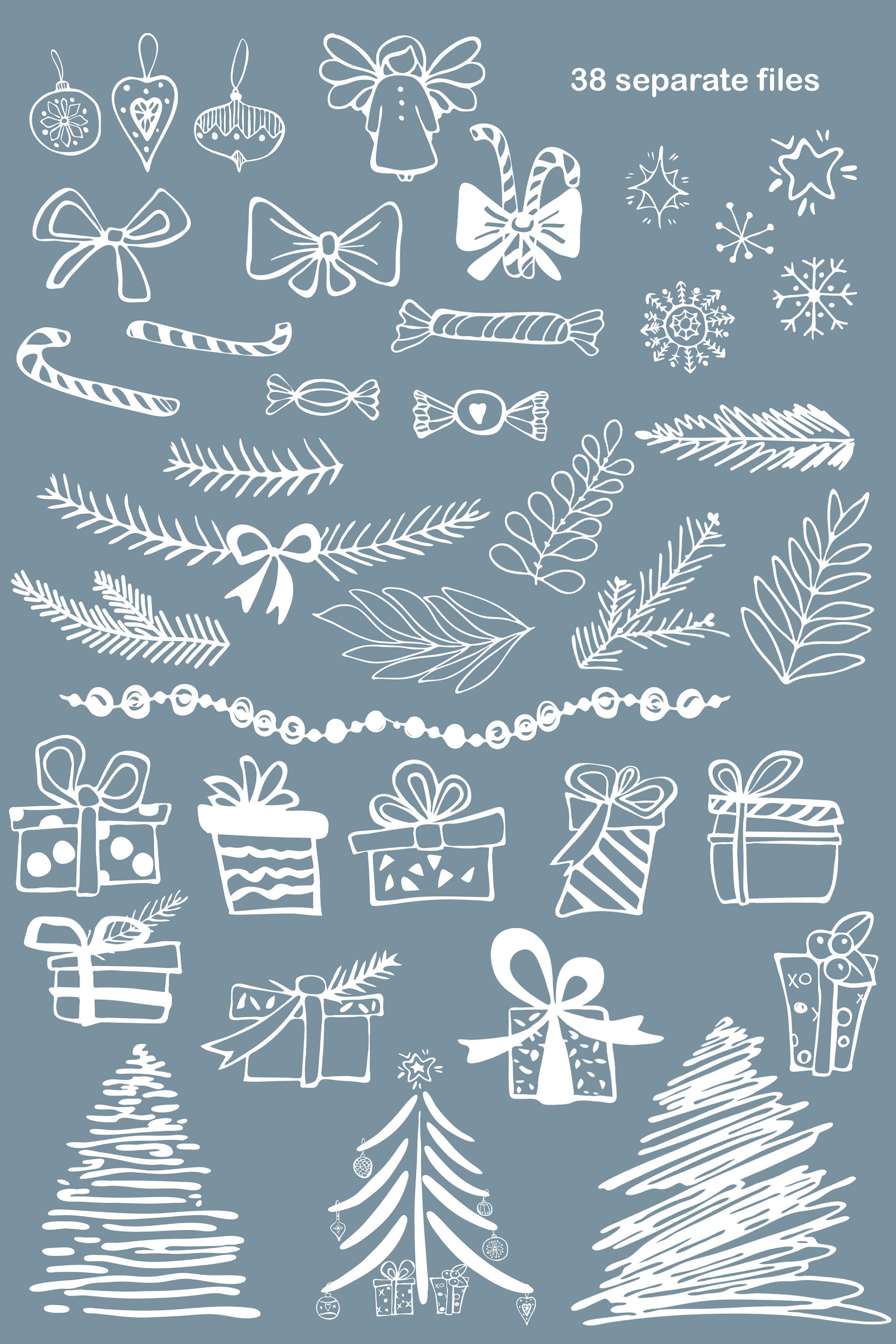 Christmas Line Art Clipart. Christmas Doodles. Winter Png and - Etsy