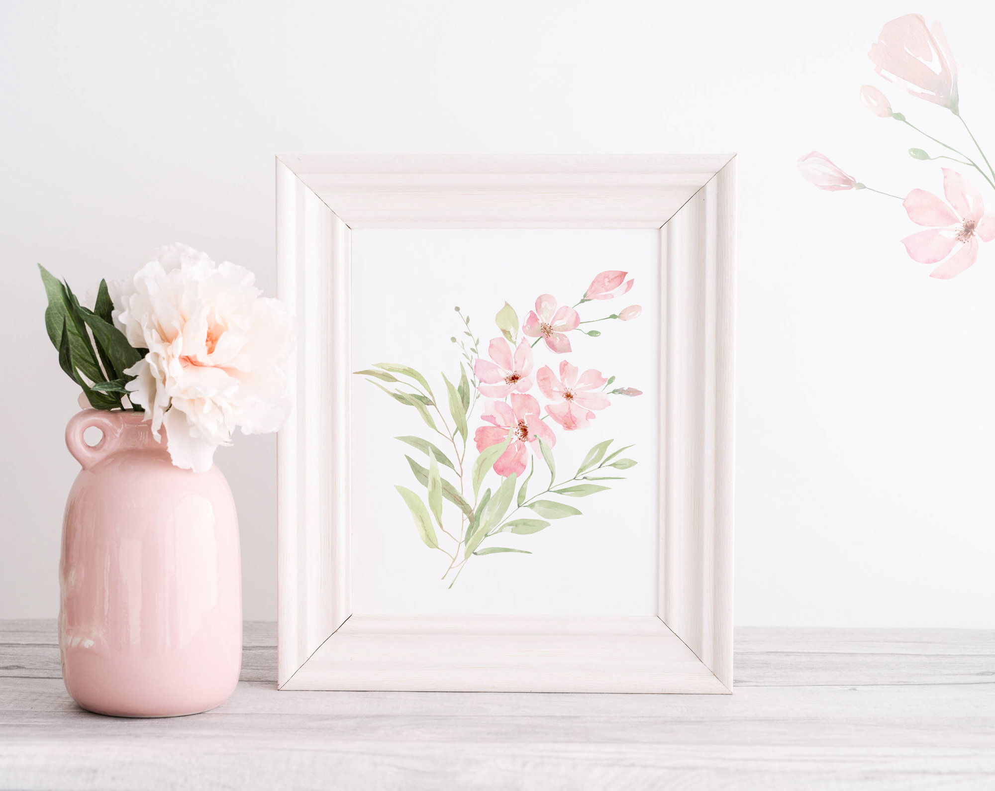 Watercolor Pink Floral Bouquets Clipart Watercolor Spring - Etsy