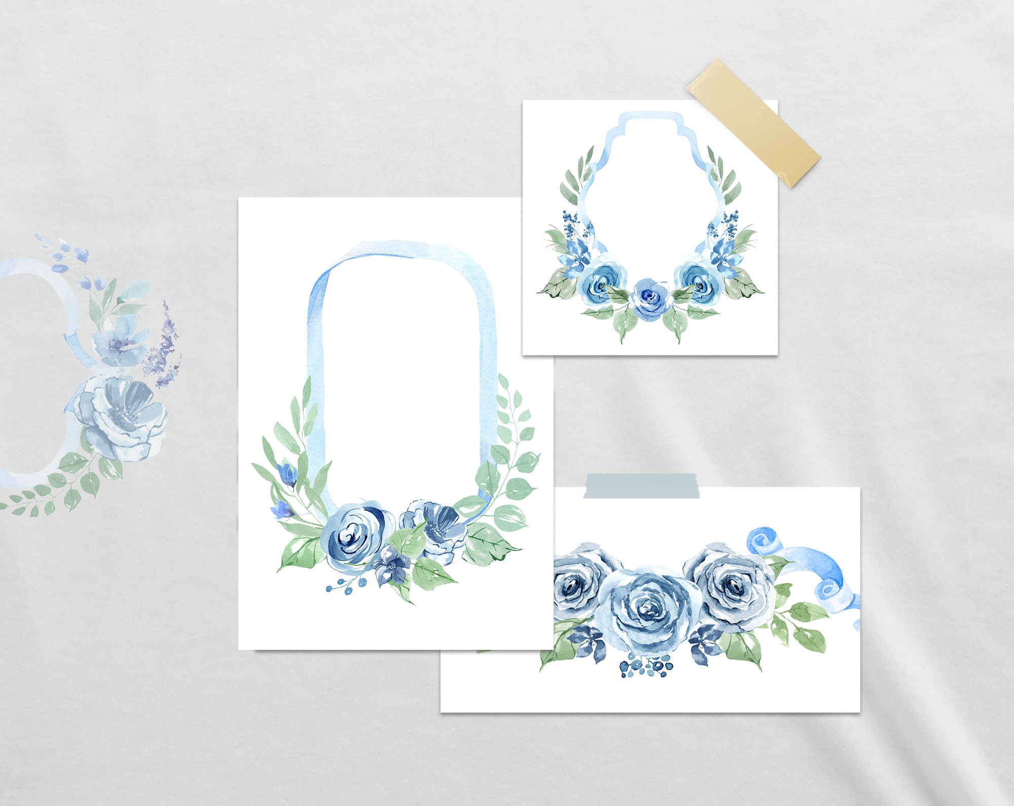 Watercolor Floral Blue Wreaths Clipartsomething Blue Wedding - Etsy