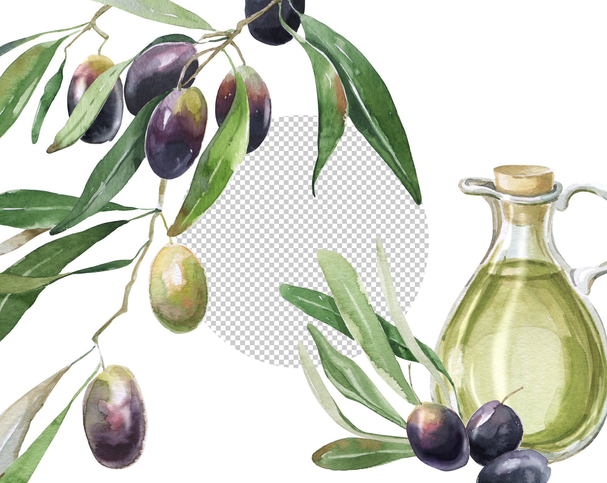 Watercolor Olive Branches Clipart. Olive Branch Arrangement. | Etsy