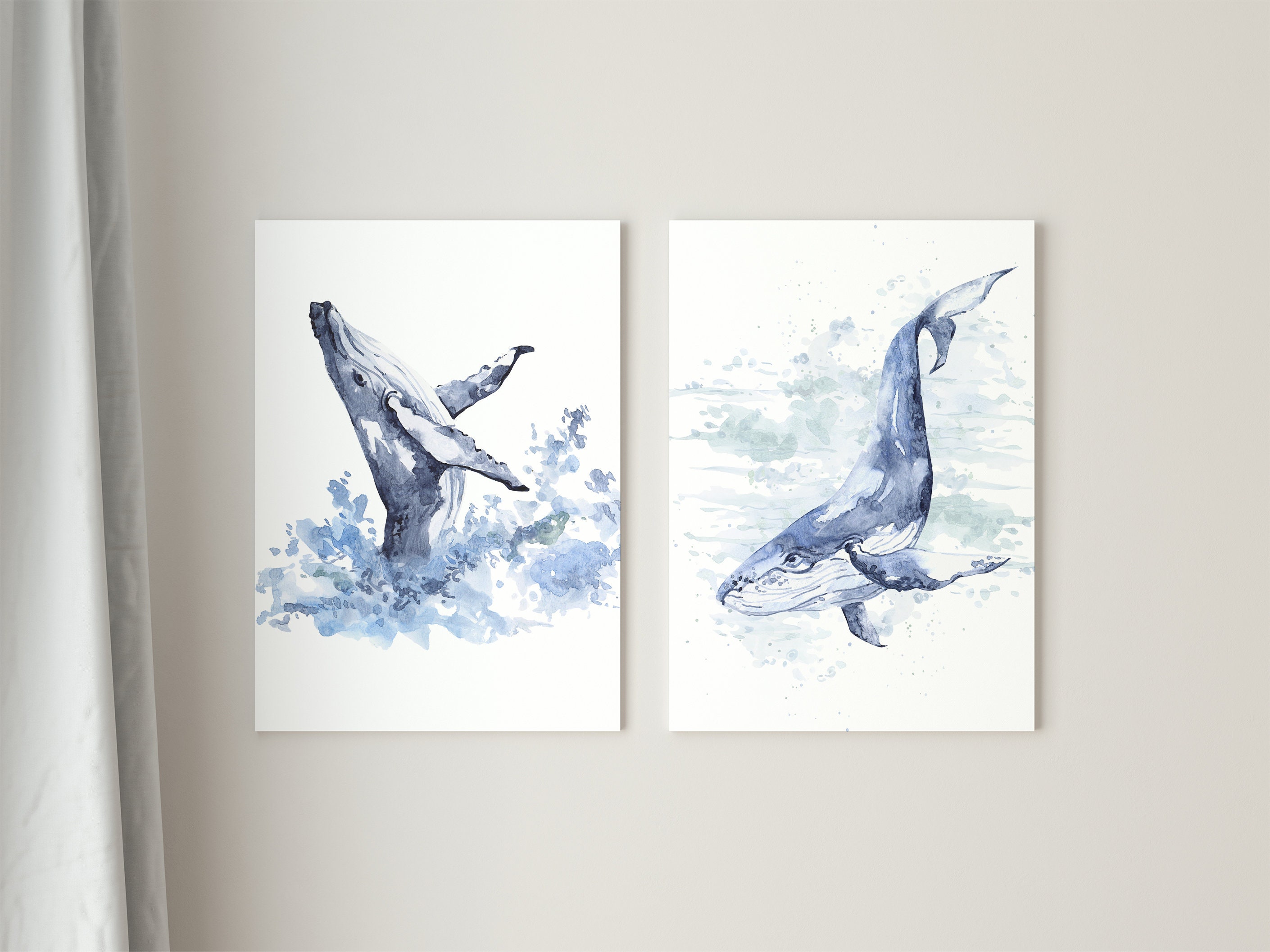 Watercolor Whales Clipart. Watercolor Sea Animals. Whales - Etsy