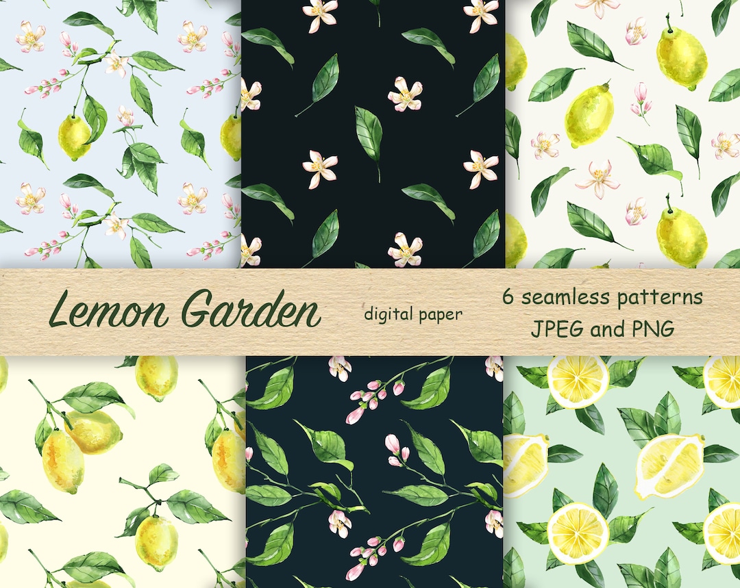 Seamless Watercolor Lemon Patterns. Digital Paper Pack. Lemons Digital ...