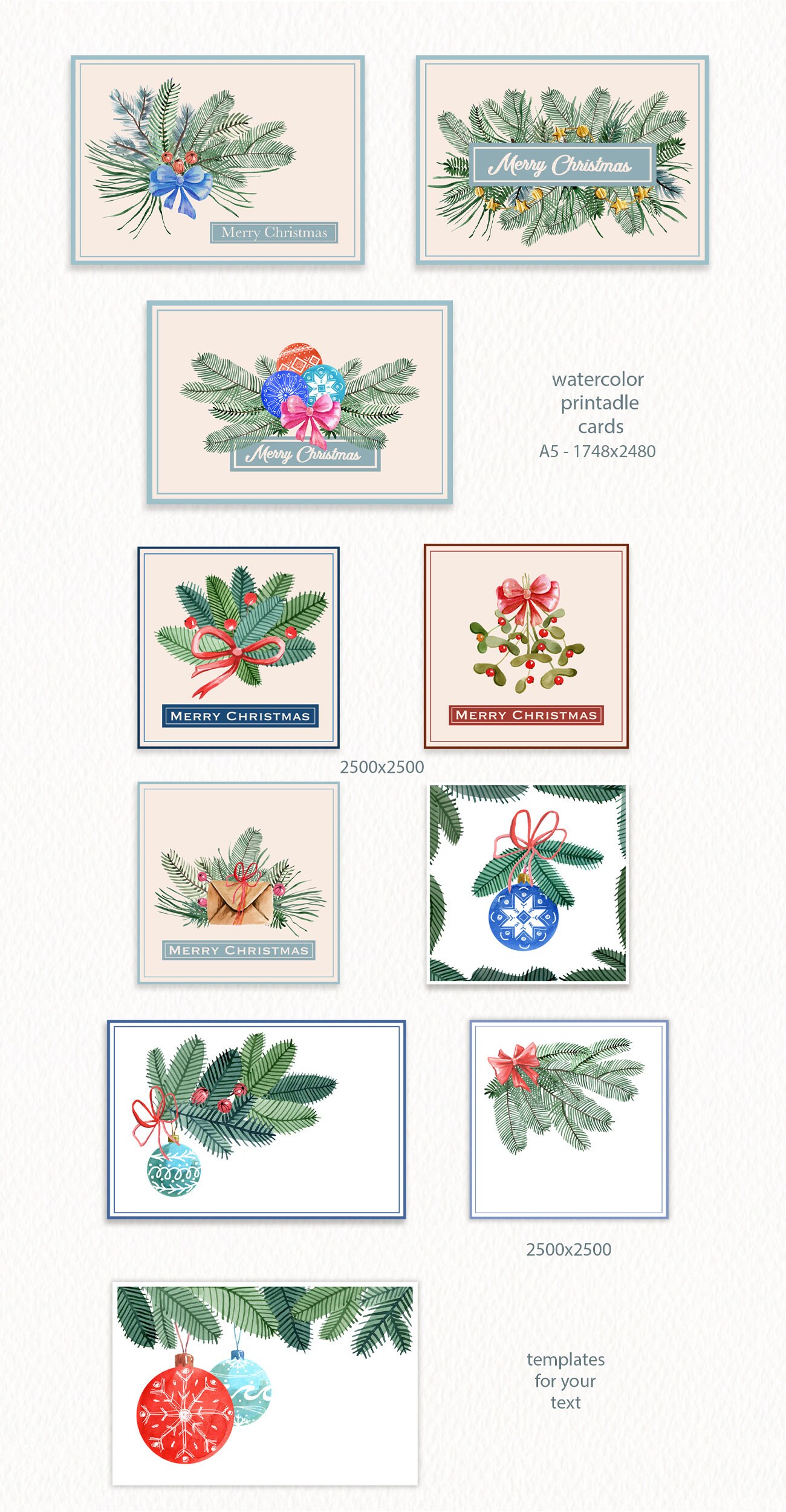 Watercolor Christmas Clipart. Winter Decor PNG. Printable - Etsy