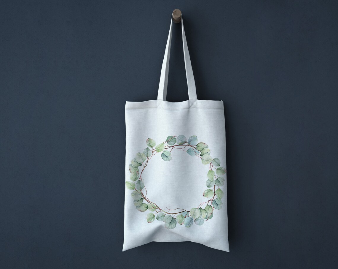 Watercolor Eucalyptus Wreath Clipart. Greenery Wreath Leaf | Etsy