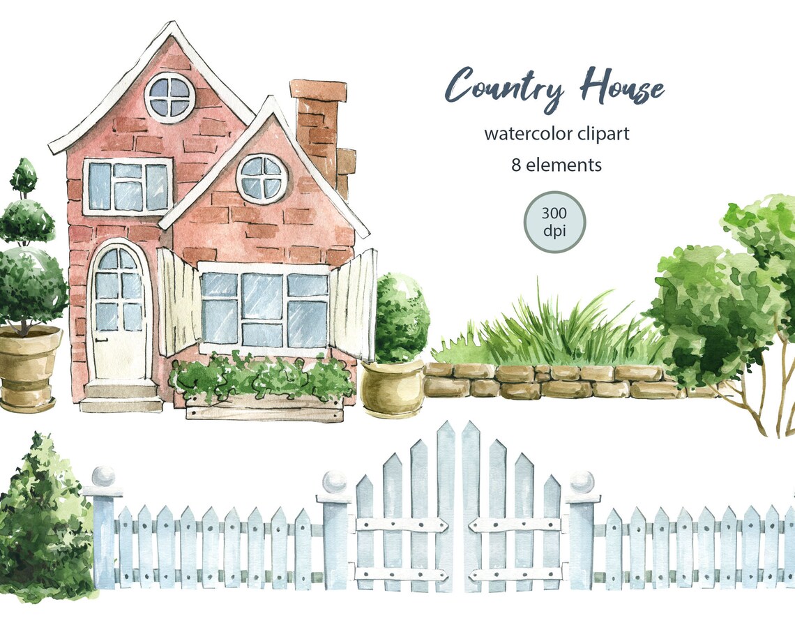 Hand Drawn Country House. Cottages Cozy House Home. Village | Etsy
