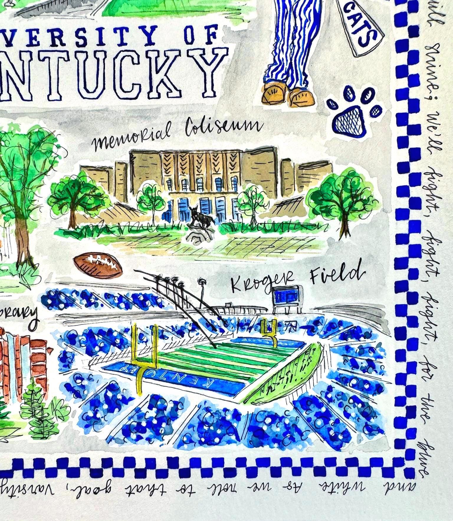 Univeristy of Kentucky Collage Watercolor Print - Etsy
