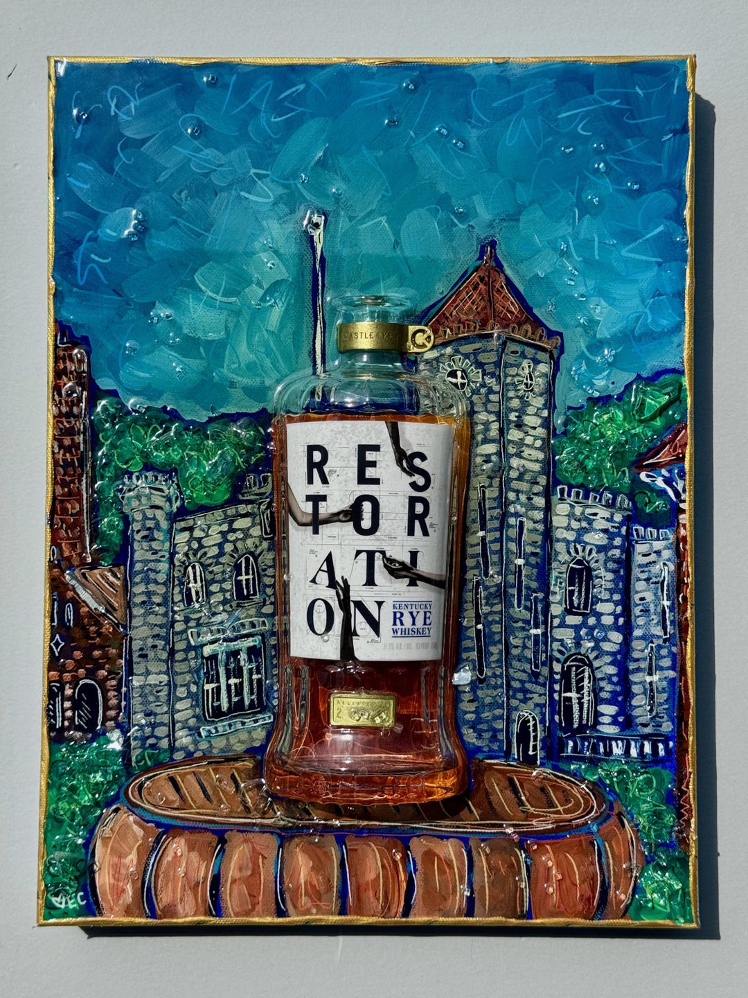 Original Mixed Media Painting of Castle and Key Distillery - Etsy