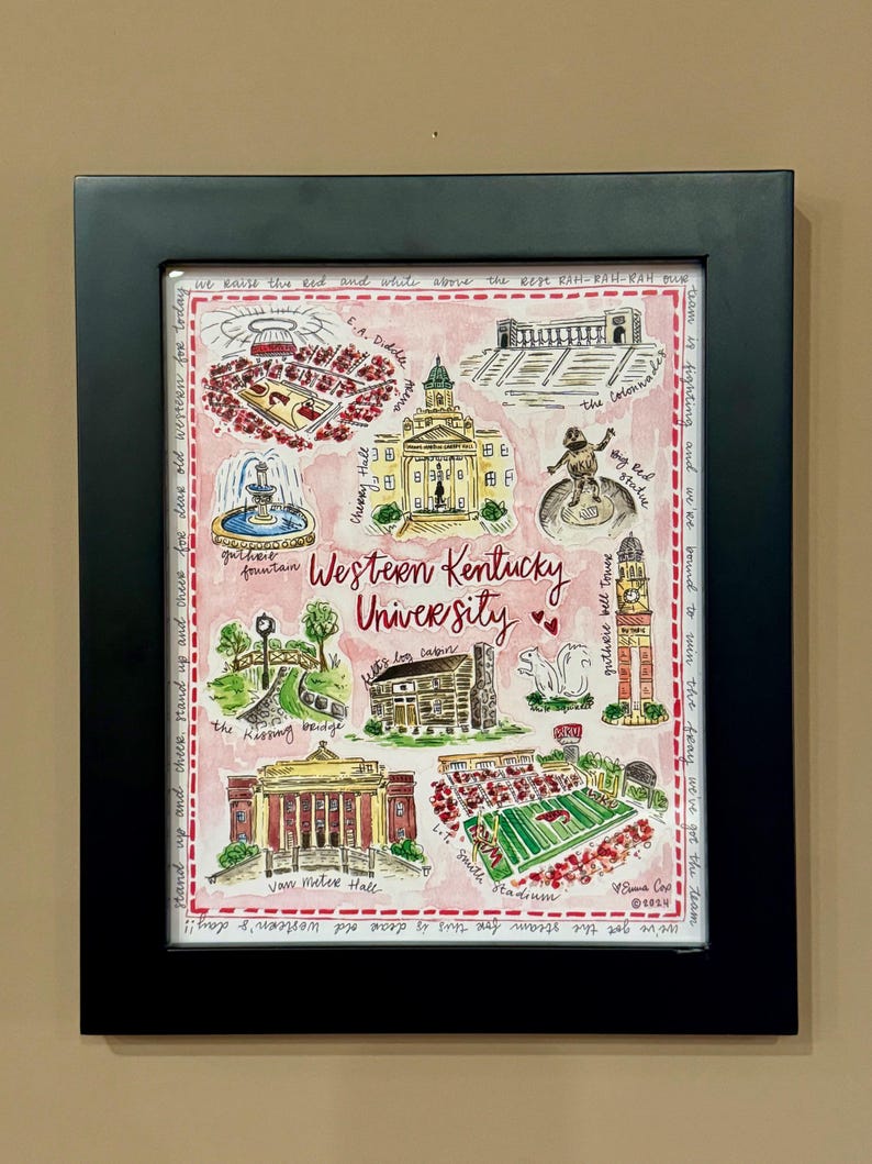 Western Kentucky University Collage Watercolor Print - Etsy