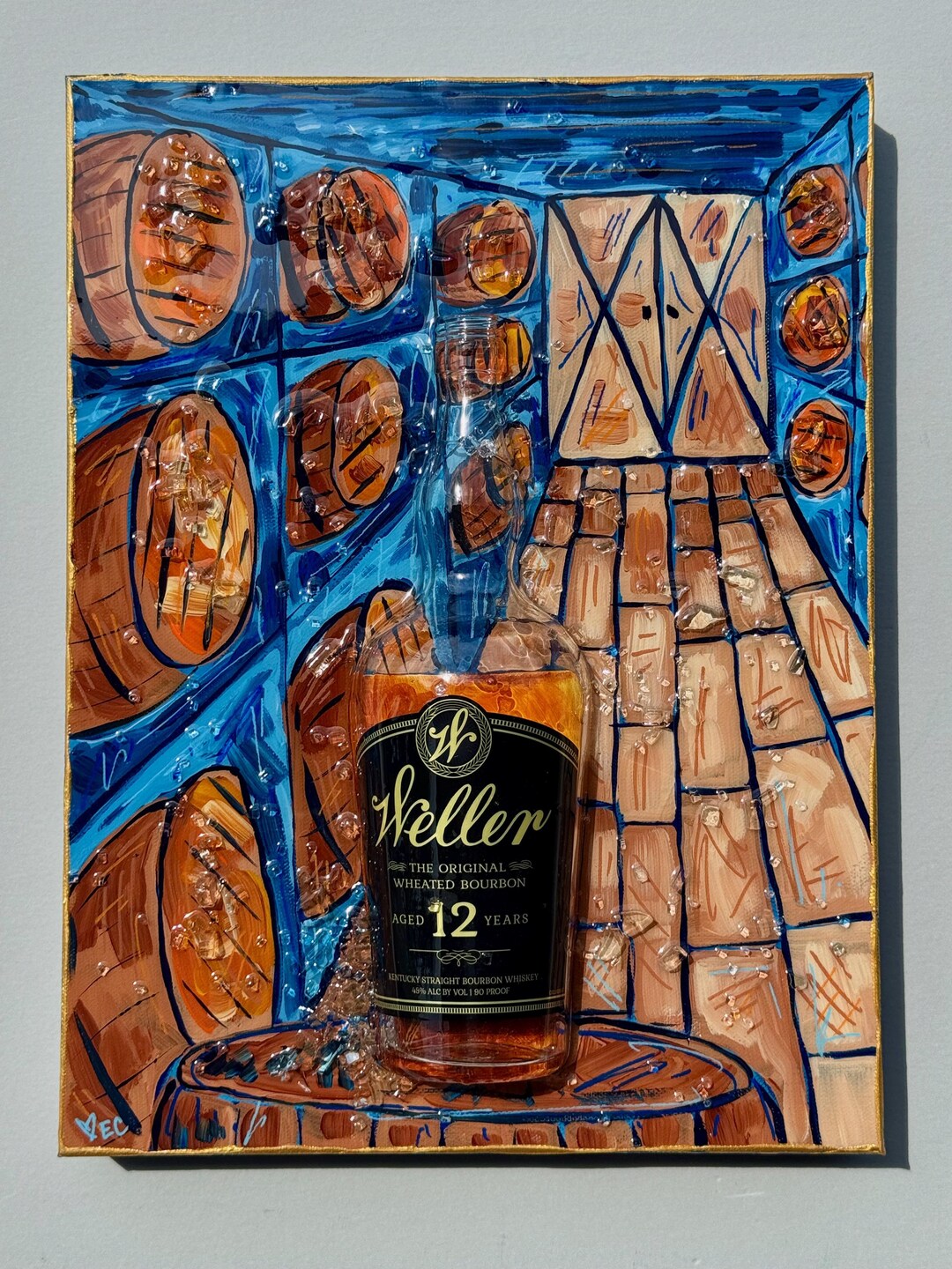 Original Weller Bourbon Mixed Media Glass Art - Etsy