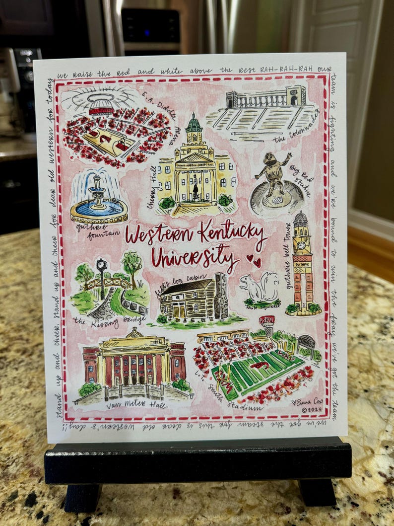 Western Kentucky University Collage Watercolor Print - Etsy
