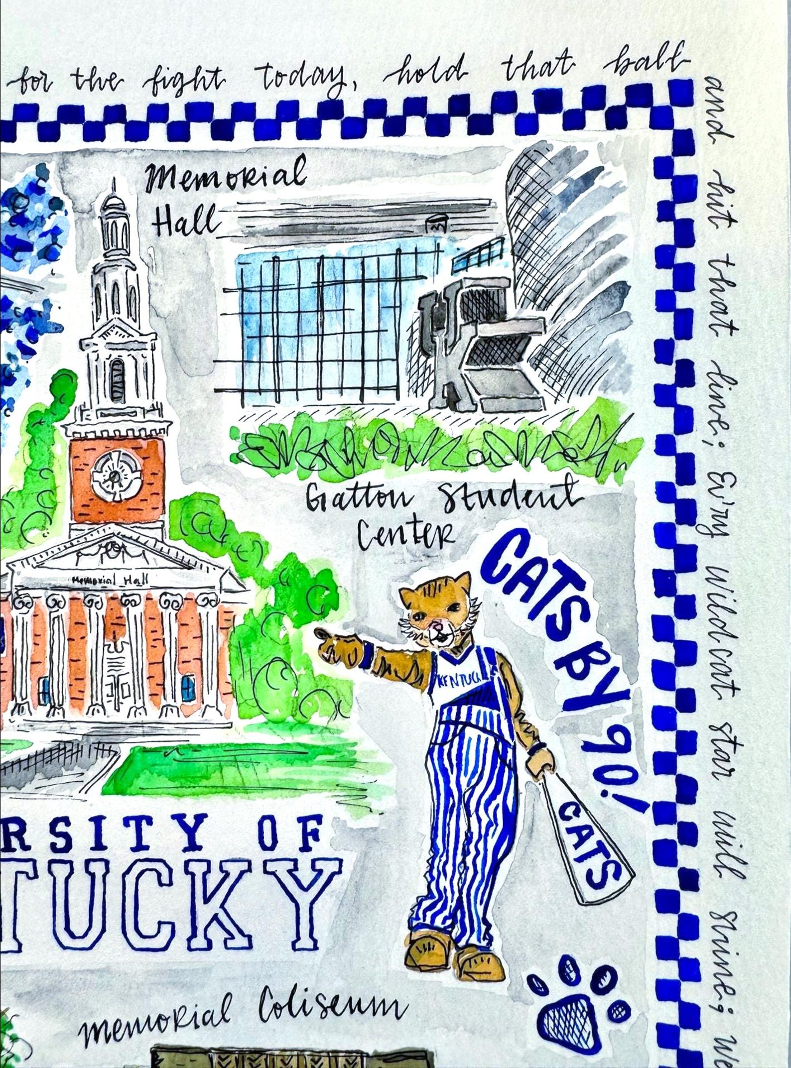Univeristy of Kentucky Collage Watercolor Print - Etsy