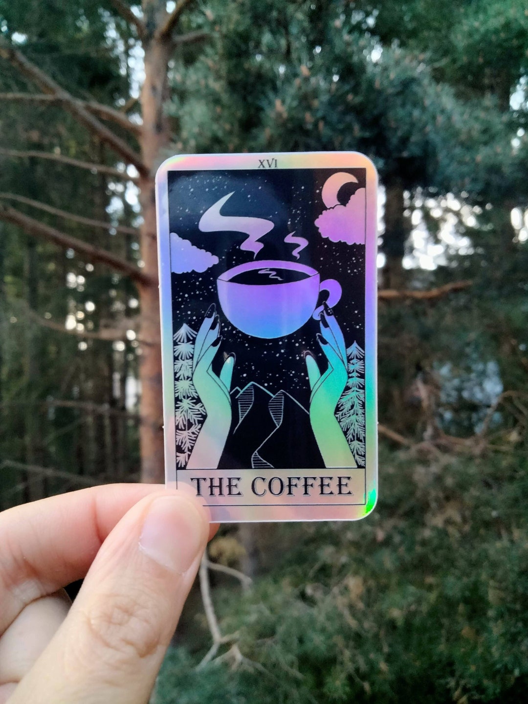 Holographic Coffee Tarot Card Stickers | Mystical Tarot Decks | Mystery ...