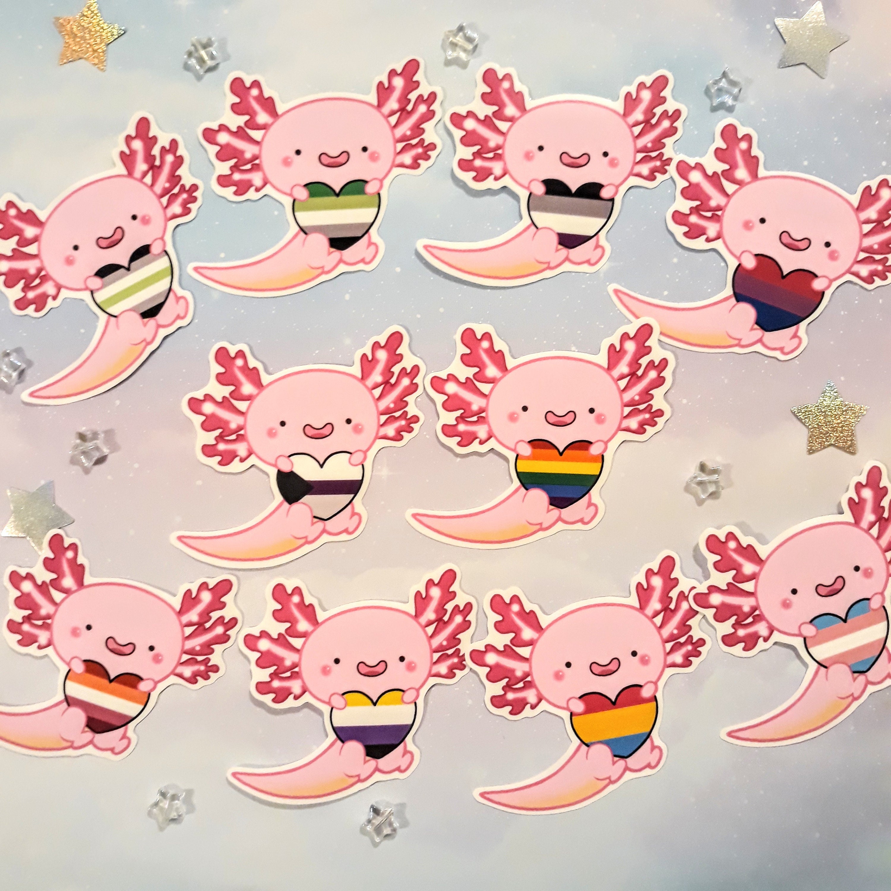 LGBTQ Pride Flag Axolotl Stickers Waterproof Stickers - Etsy