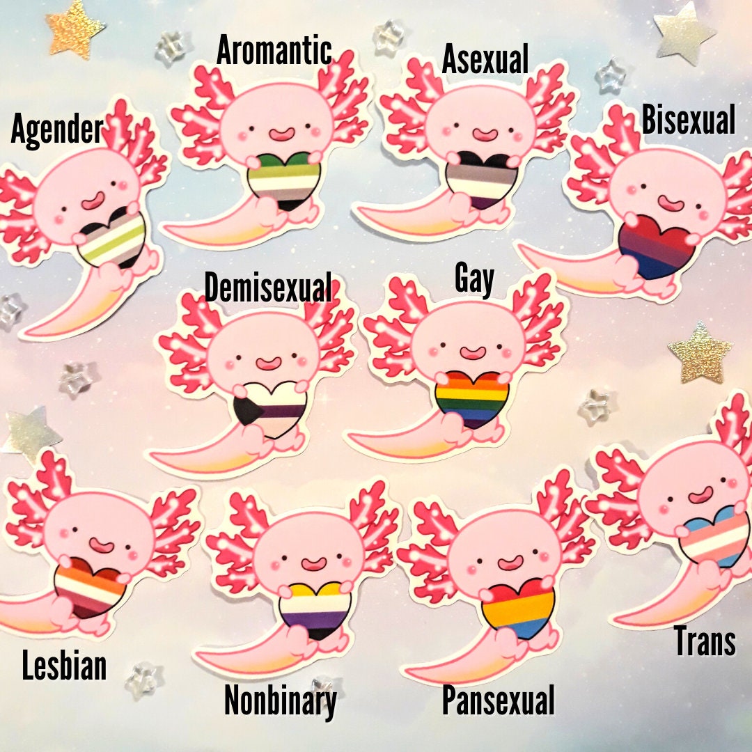 Pegatinas de Axolotl de la Bandera del Orgullo LGBTQ / - Etsy México