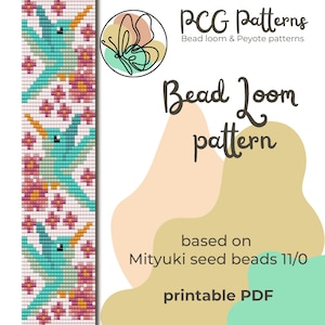 Flowery Hummingbirds Bead Loom Pattern - Bead Loom Bracelet Pattern - Etsy