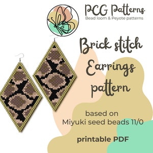 Golden Framed Snake Print Diamond Brick Stitch Earrings Pattern - PDF ...