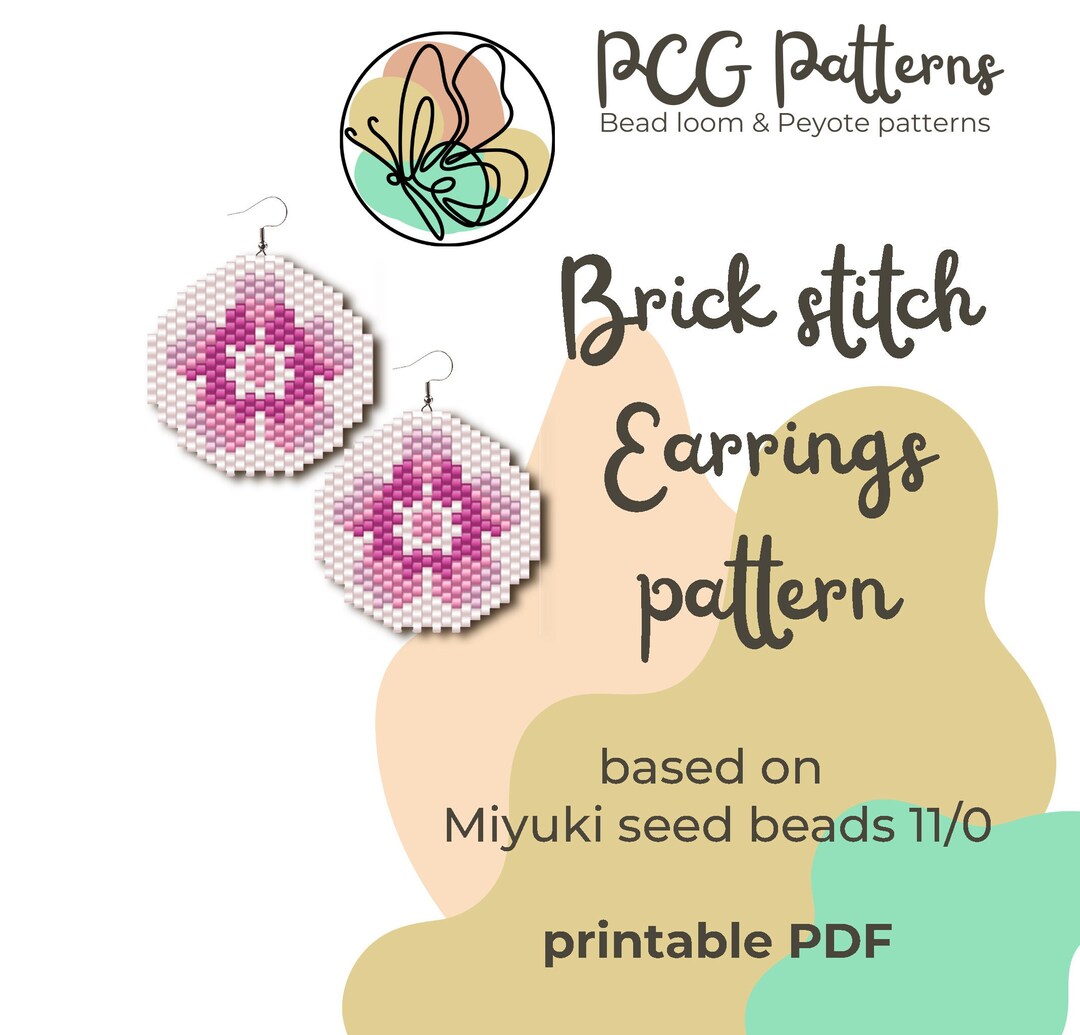 Round Sakura Brick Stitch Earrings Pattern - PDF Instant Download - Etsy