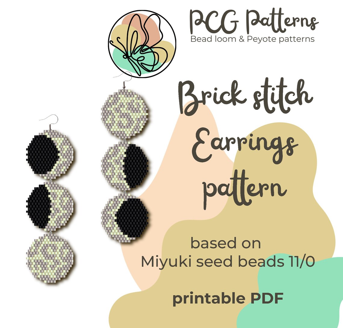 Moon Phases Custom Brick Stitch Earrings Pattern - PDF Instant Download ...