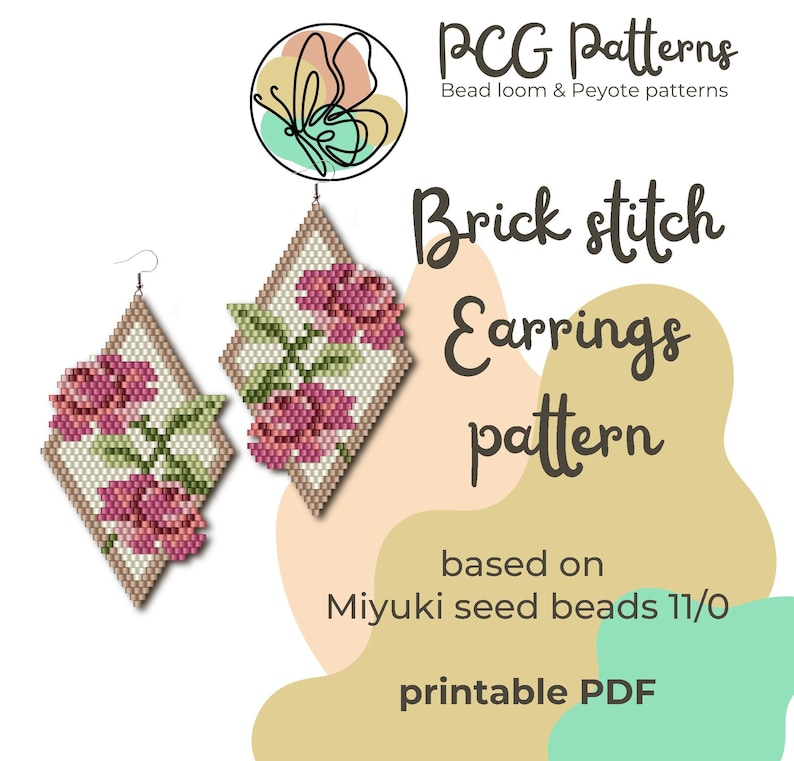 Vintage Framed Roses Brick Stitch Earrings Pattern PDF - Etsy