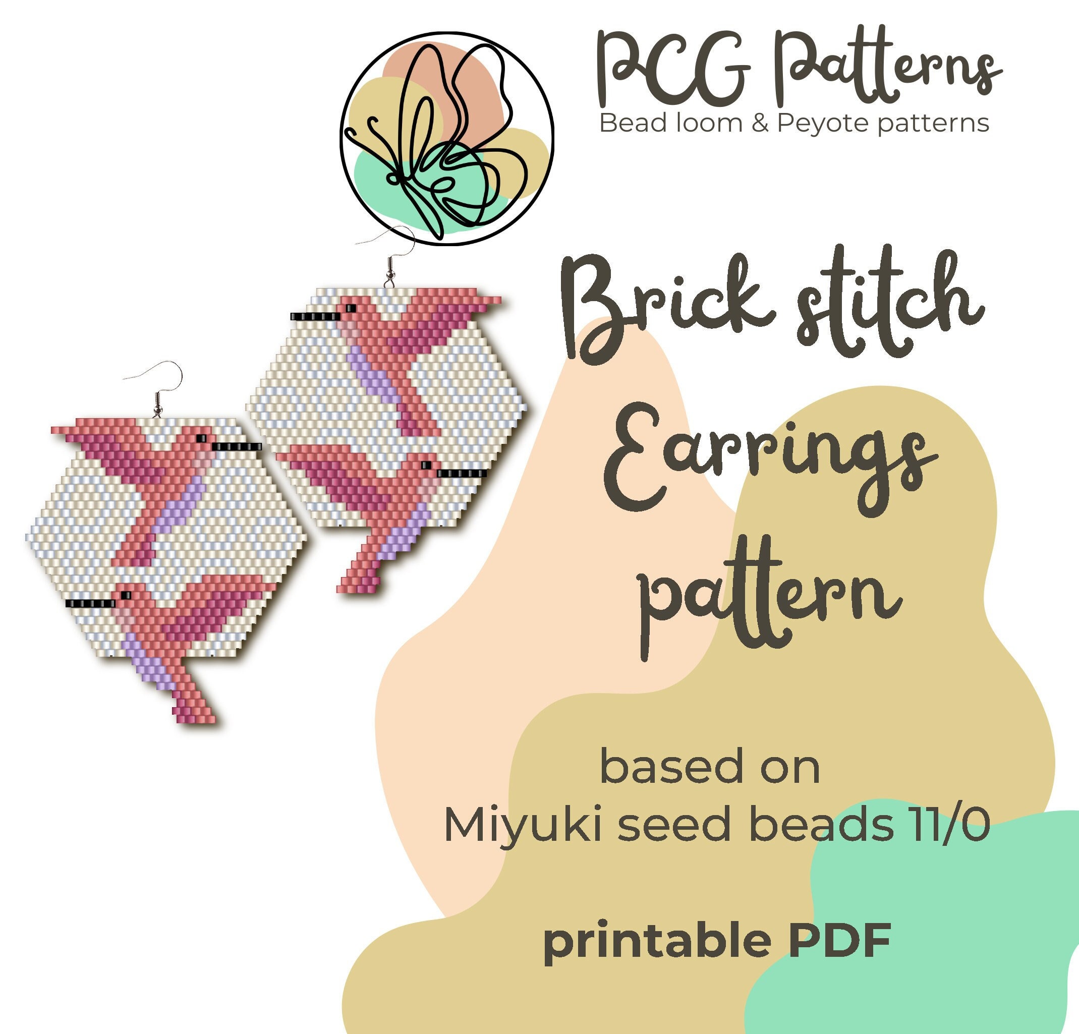 Hummingbirds Hexagon Brick Stitch Earrings Pattern PDF - Etsy