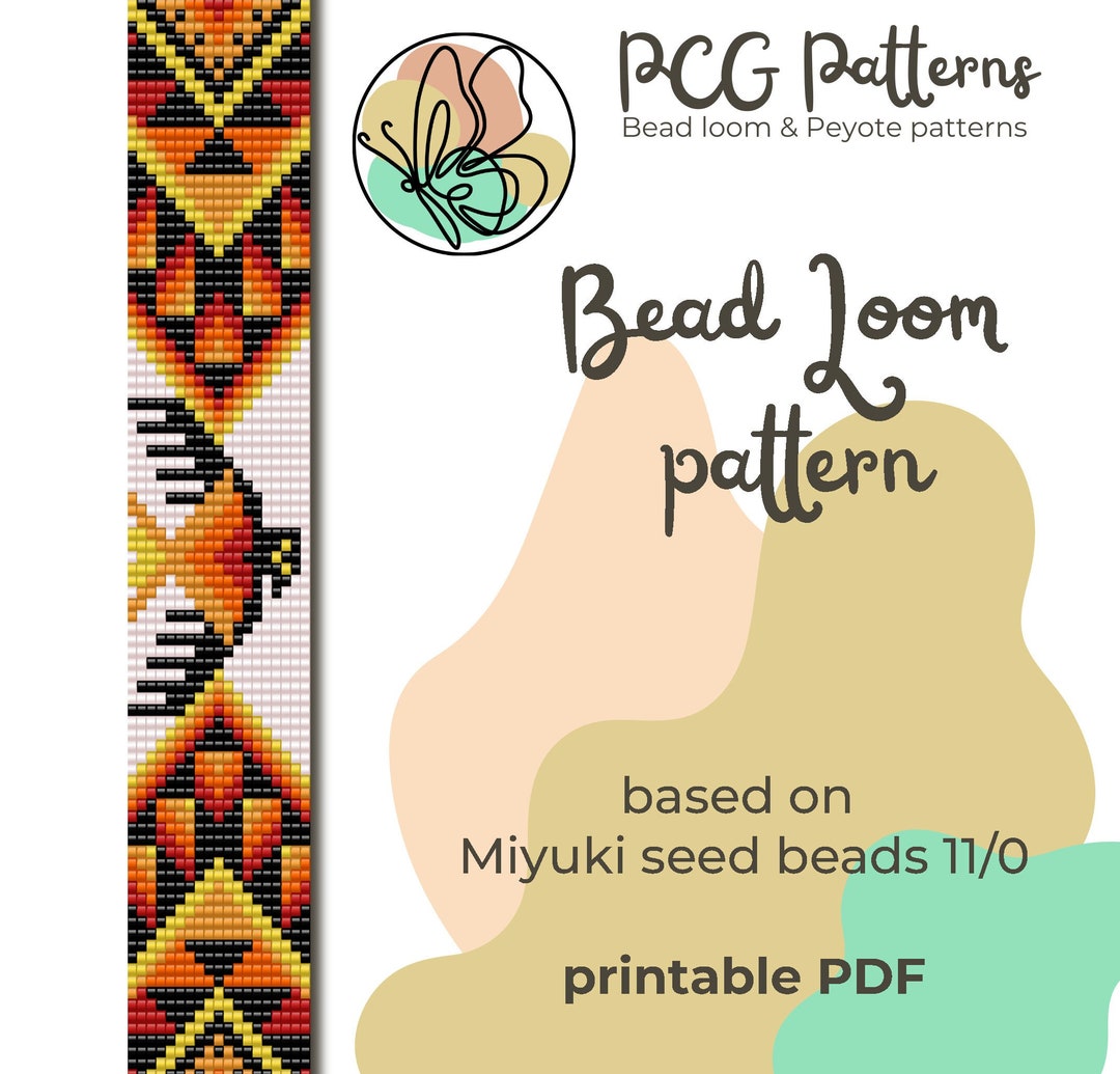 Native Inspired Bead Loom Pattern - Thunderbird and Flame Loom Bracelet Pattern - Etsy