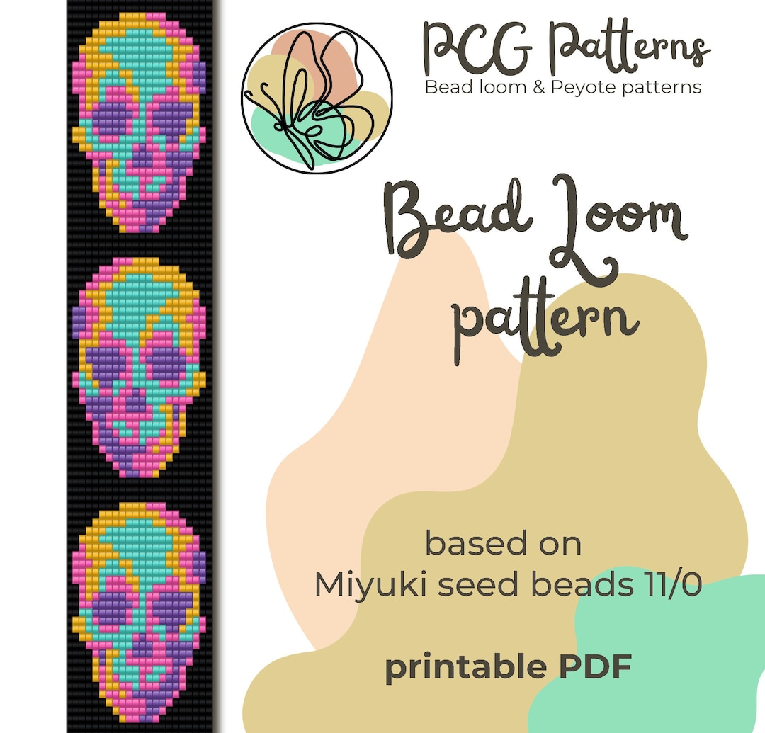 Skull Thermal Image Bead Loom Pattern - Halloween Bead Loom Bracelet ...