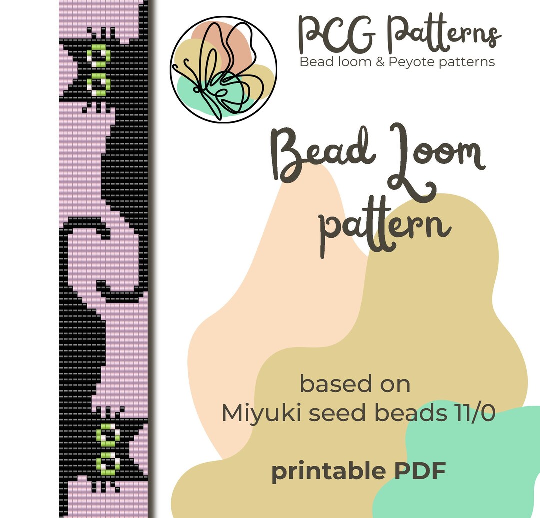 Lazy Black Cat Bead Loom Pattern - Bead Loom Bracelet Pattern - Etsy