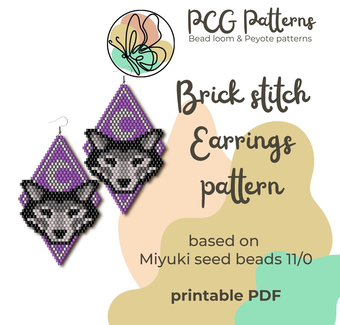 Moon Wolf Brick Stitch Earrings Pattern - PDF Instant Download - Etsy
